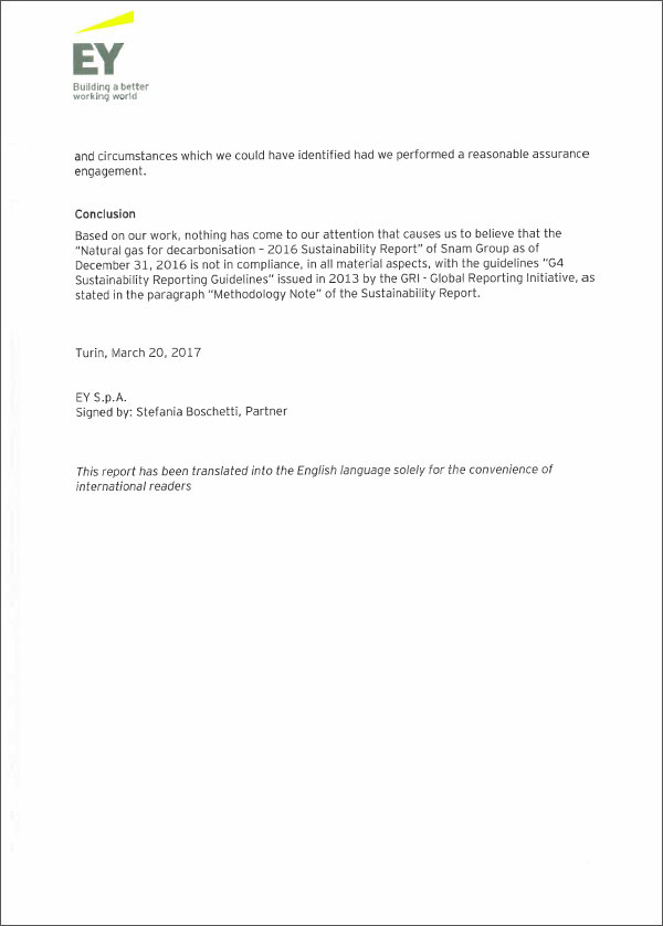 SNAM Natural Gas For Decarbonisation 2016 Sustainability Report 